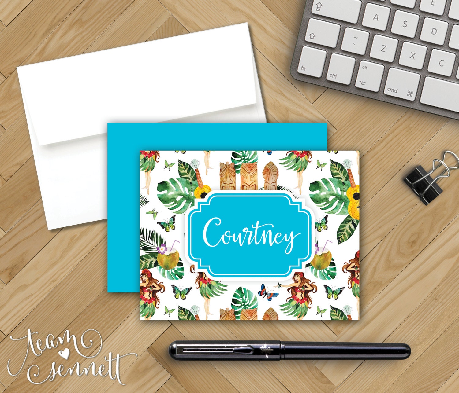 Tiki Dreams Personalized Note Cards Monogram Note Card - Etsy