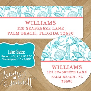 Seashells Return Address Labels - Beach Theme Address Stickers - Custom ...