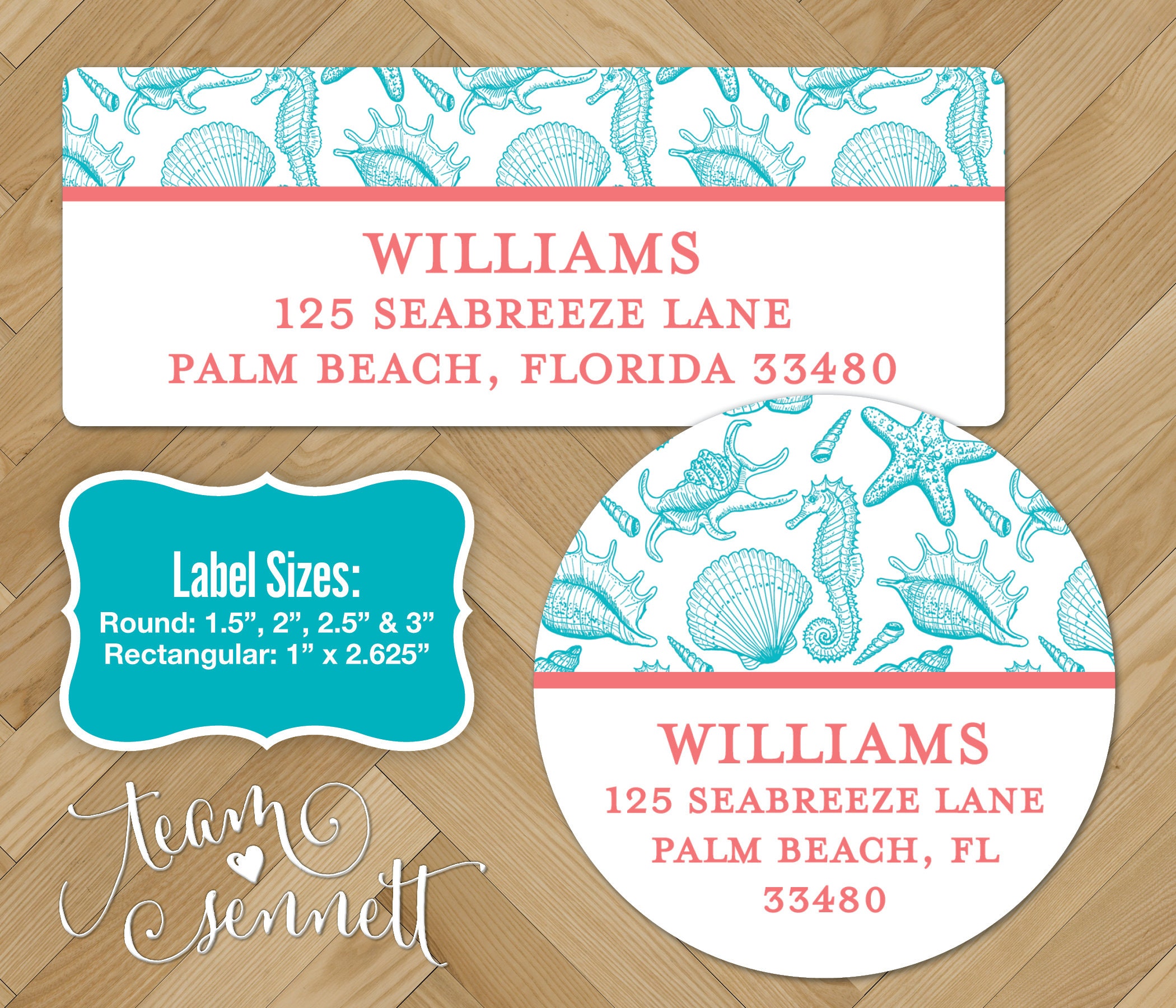 Seashells Return Address Labels Beach Theme Address Stickers | Etsy