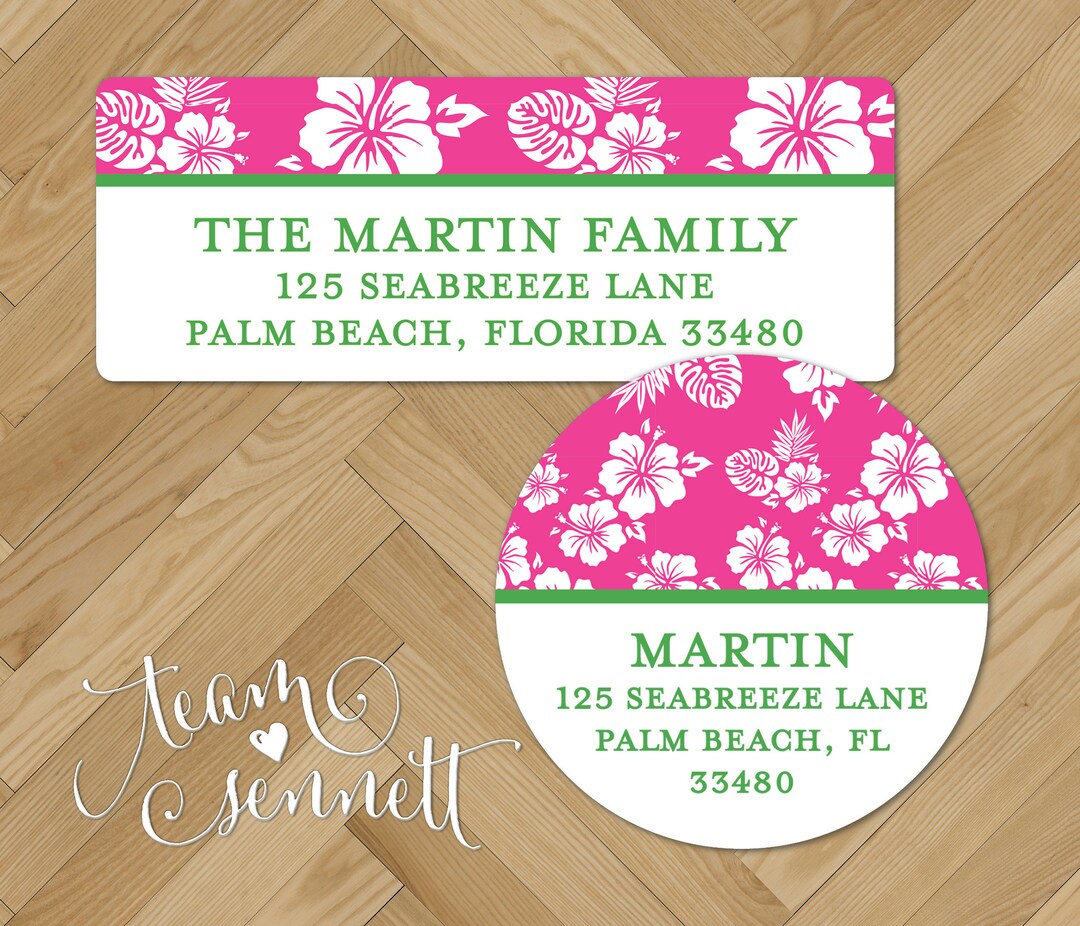 Hawaiian Return Address Labels - Tropical Address Stickers - Custom ...