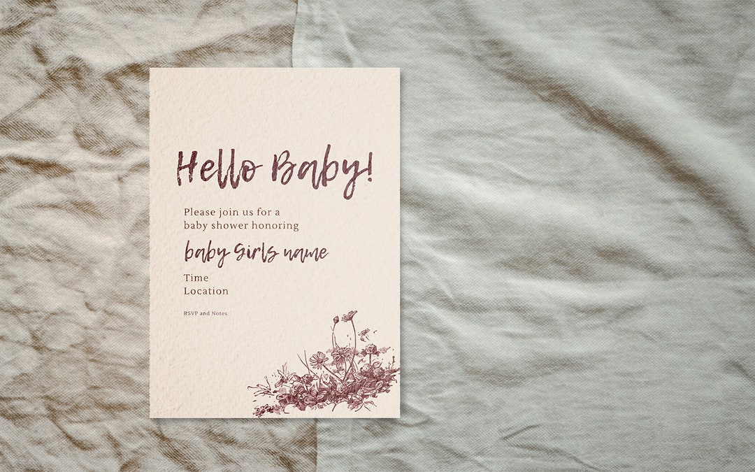 Editable Cottage Core Baby Shower Invitationhello Baby - Etsy