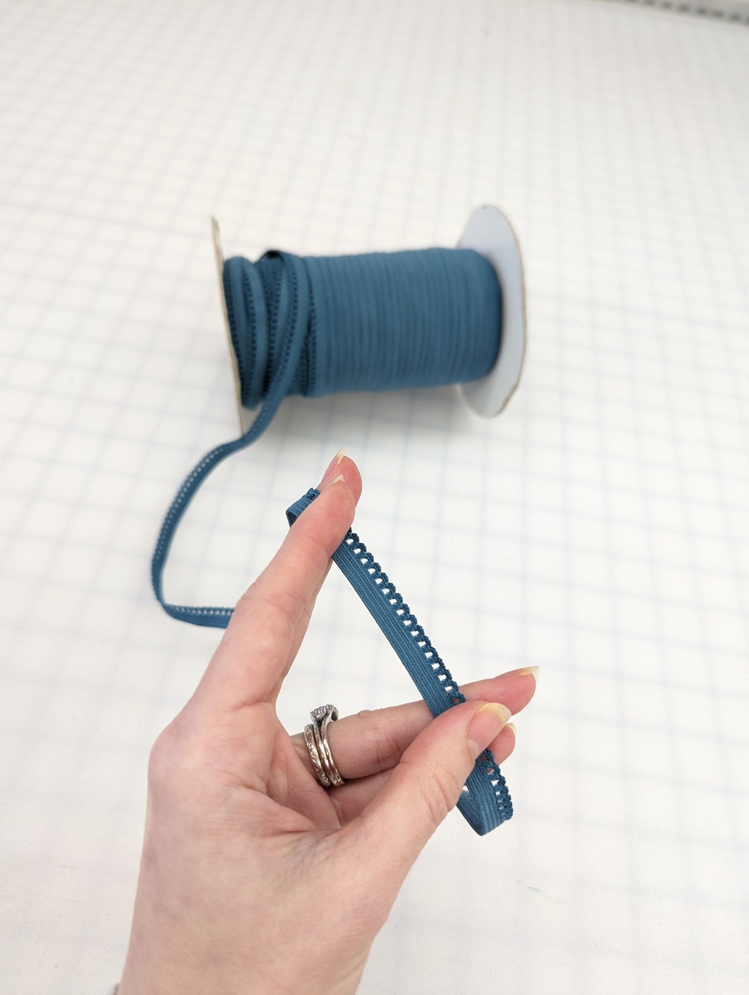 Teal Picot Elastic 10mm, Loop Edge Elastics for Bras, Panties ...