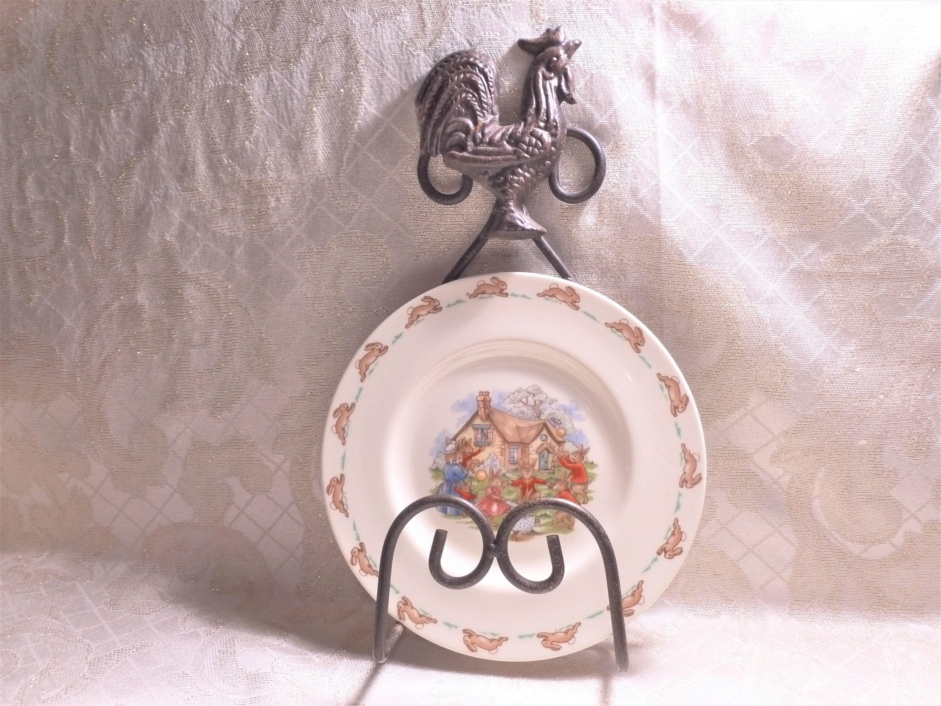 Plate Holders Set Of Two Vintage Rooster Plate Displays Rustic Country ...