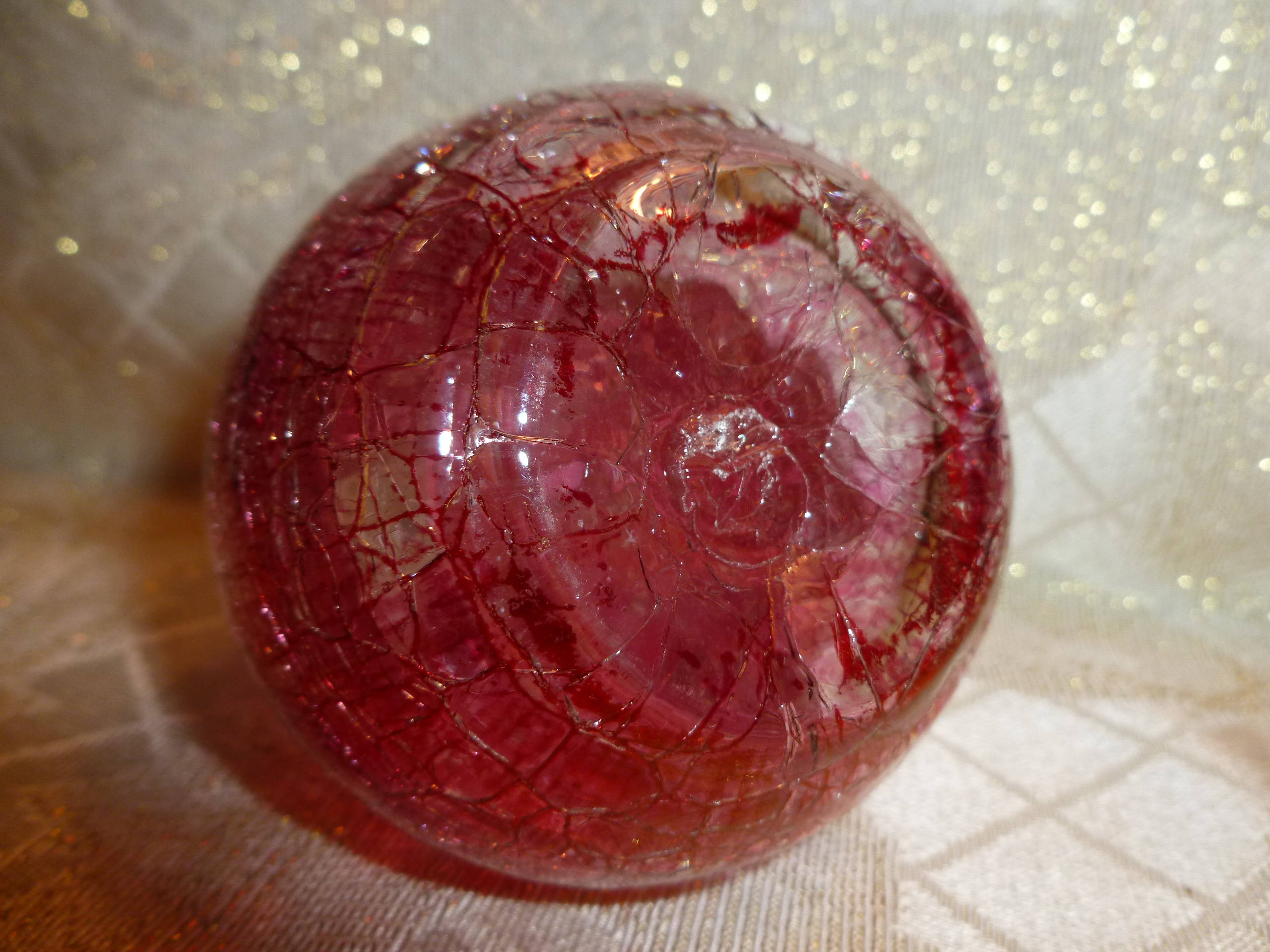 Blenko Crackle Glass Handmade Art Glass Pear Stained Red Color ...