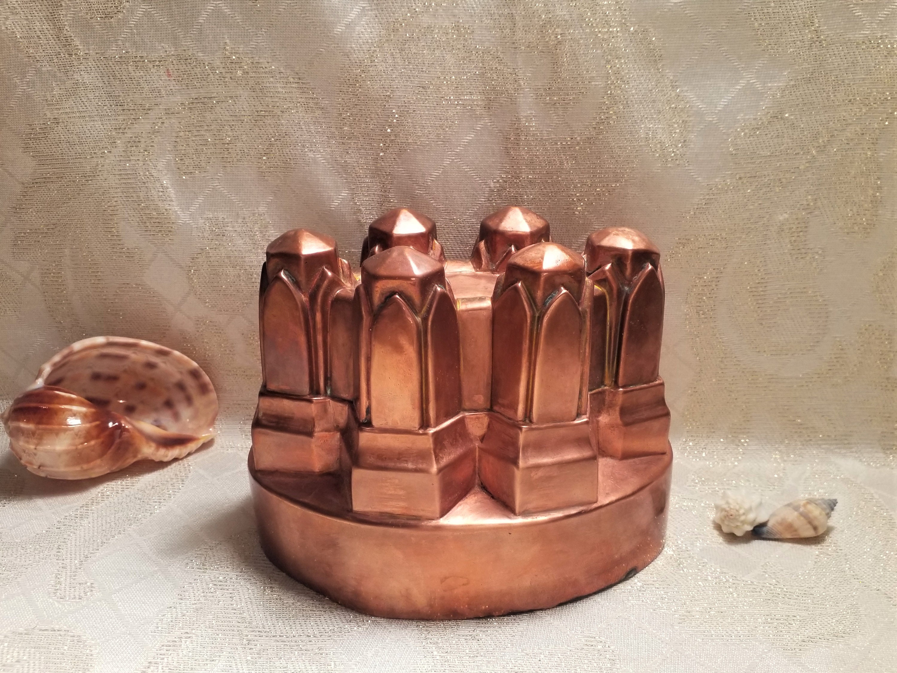 Antique Copper Mold Tin Lined Gothic Design Large Oval Shape Copper ...
