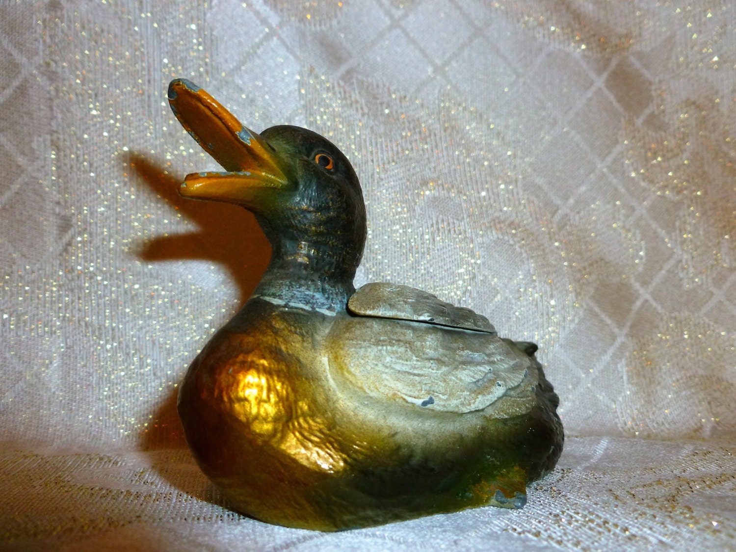 Duck Metal Container With Hinged Lid Painted Vintage Storage Ideal Mens ...