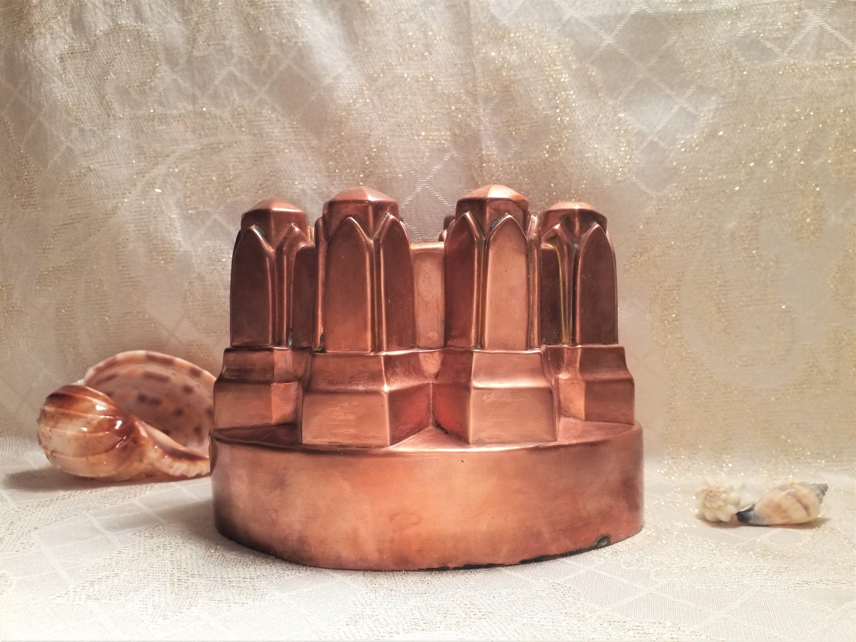 Antique Copper Mold Tin Lined Gothic Design Large Oval Shape Copper ...