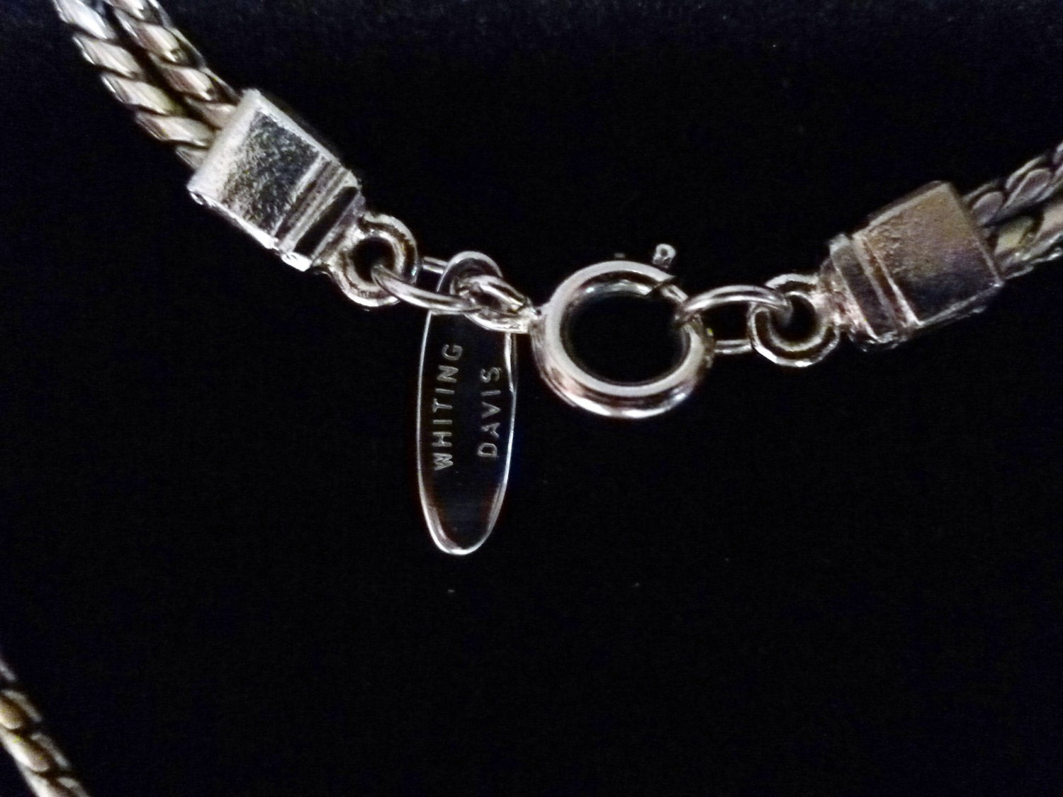 Whiting Davis Gorgeous Blue Cameo Style Vintage Necklace Ornate Silver ...