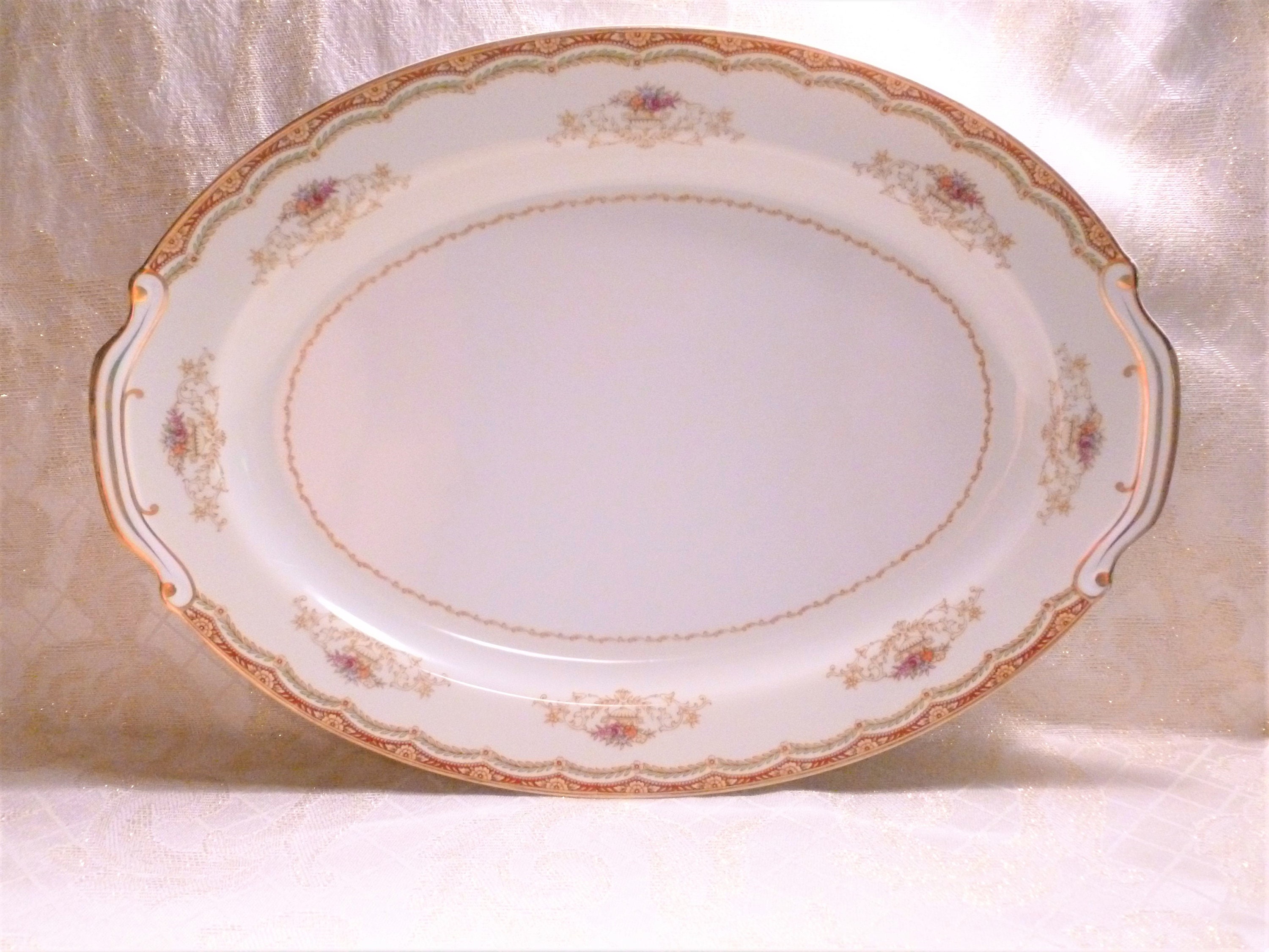 Vintage Fuji China Large Serving Platter Beautiful Floral And Urn Trim ...