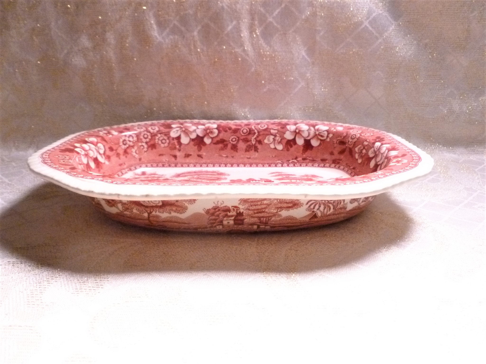 Spodes Tower Copeland Made In England Vintage 1940s Red Transferware ...