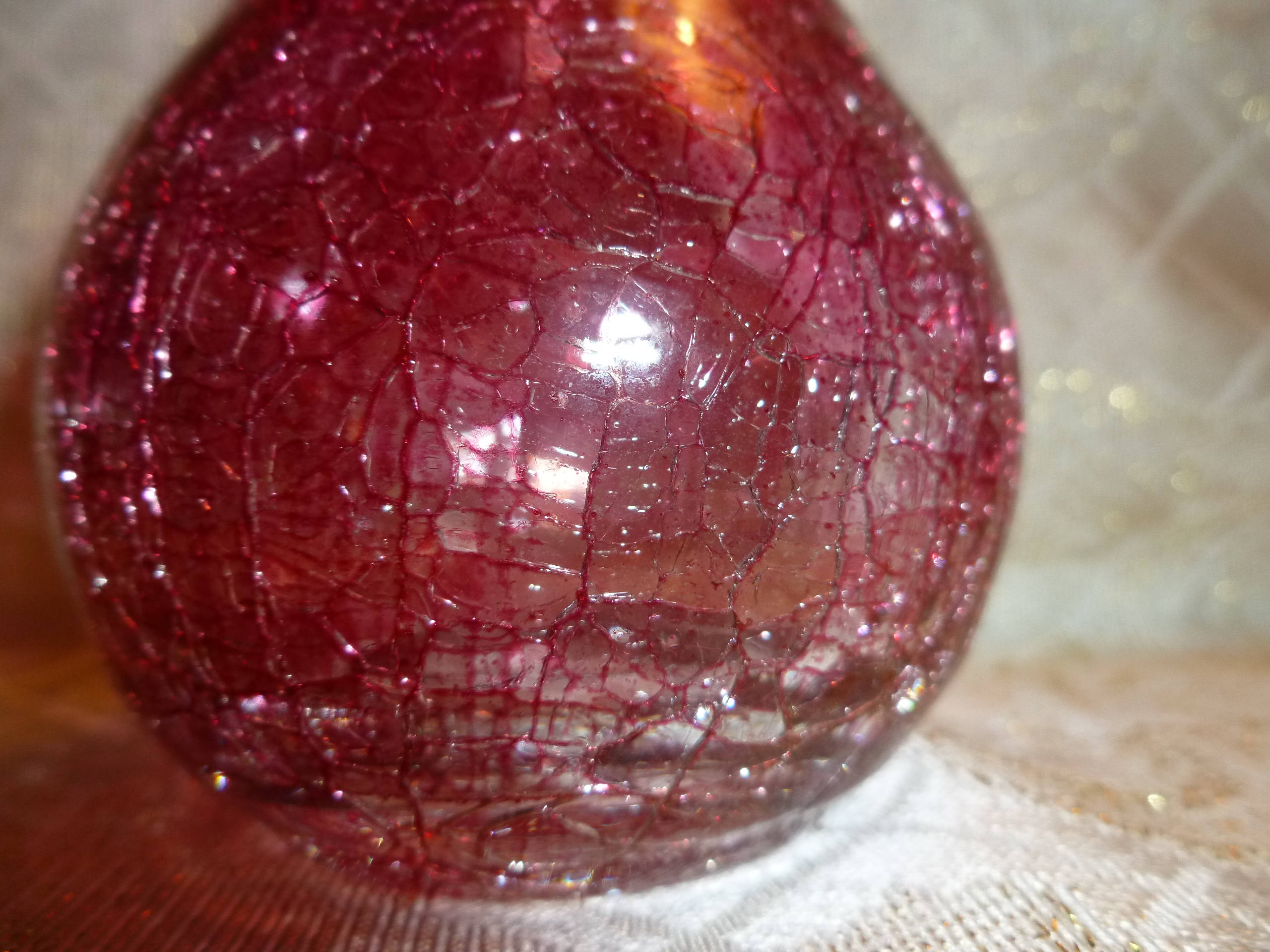 Blenko Crackle Glass Handmade Art Glass Pear Stained Red Color ...