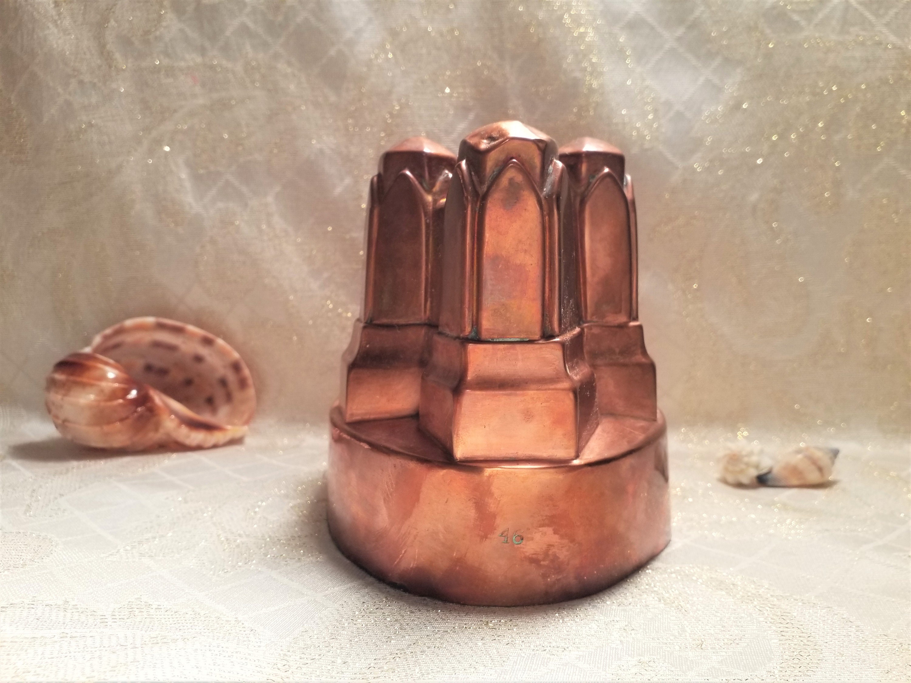 Antique Copper Mold Tin Lined Gothic Design Large Oval Shape Copper ...