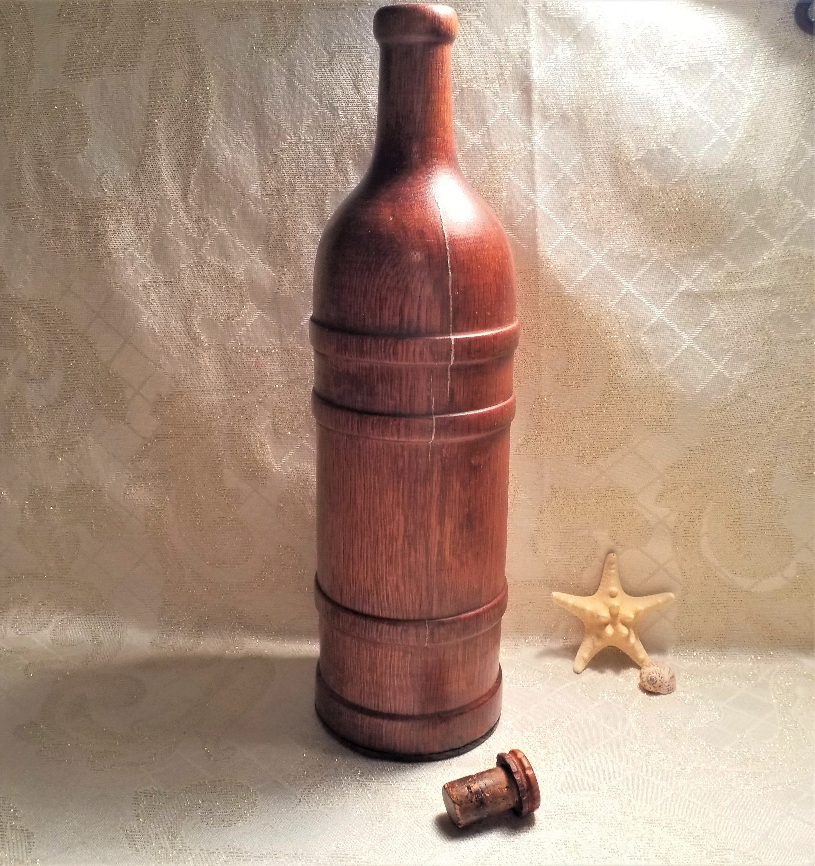 Antique Wooden Bottle And Matching Wooden Cork Stopper Exceptional ...