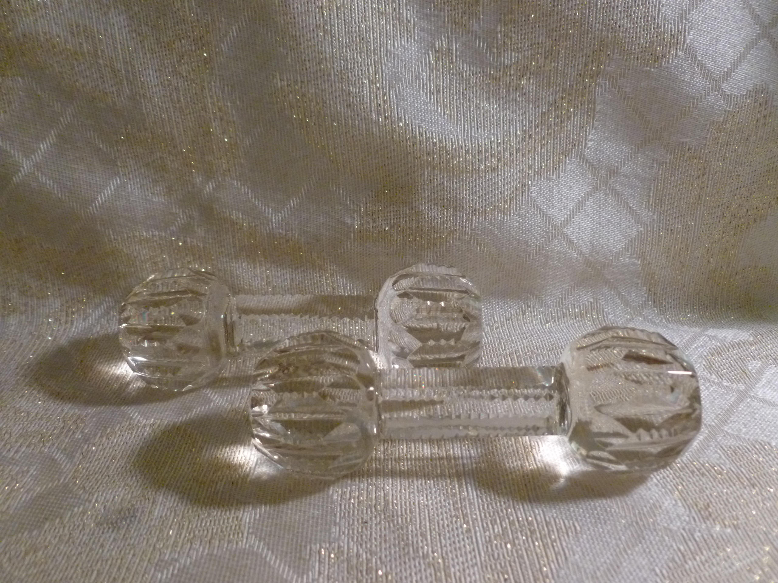 Antique Sawtooth Cut Crystal Knife Rests Star Cut Ends Retro 1950s ...