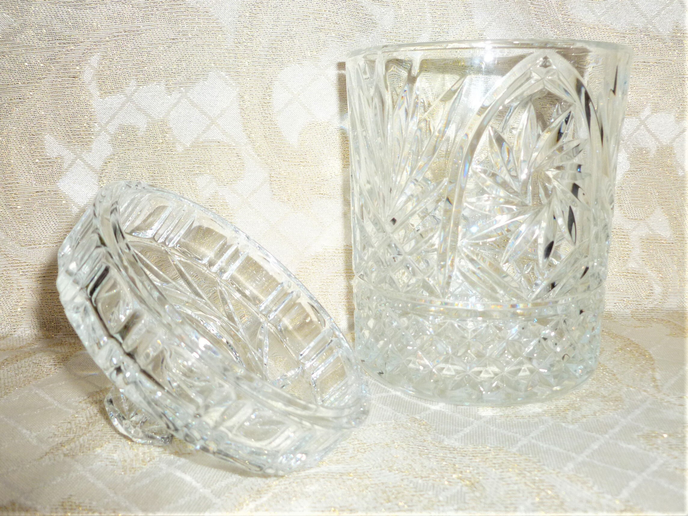 Vintage St George Crystal Made In Jeanette Pennsylvainia Biscuit Jar ...
