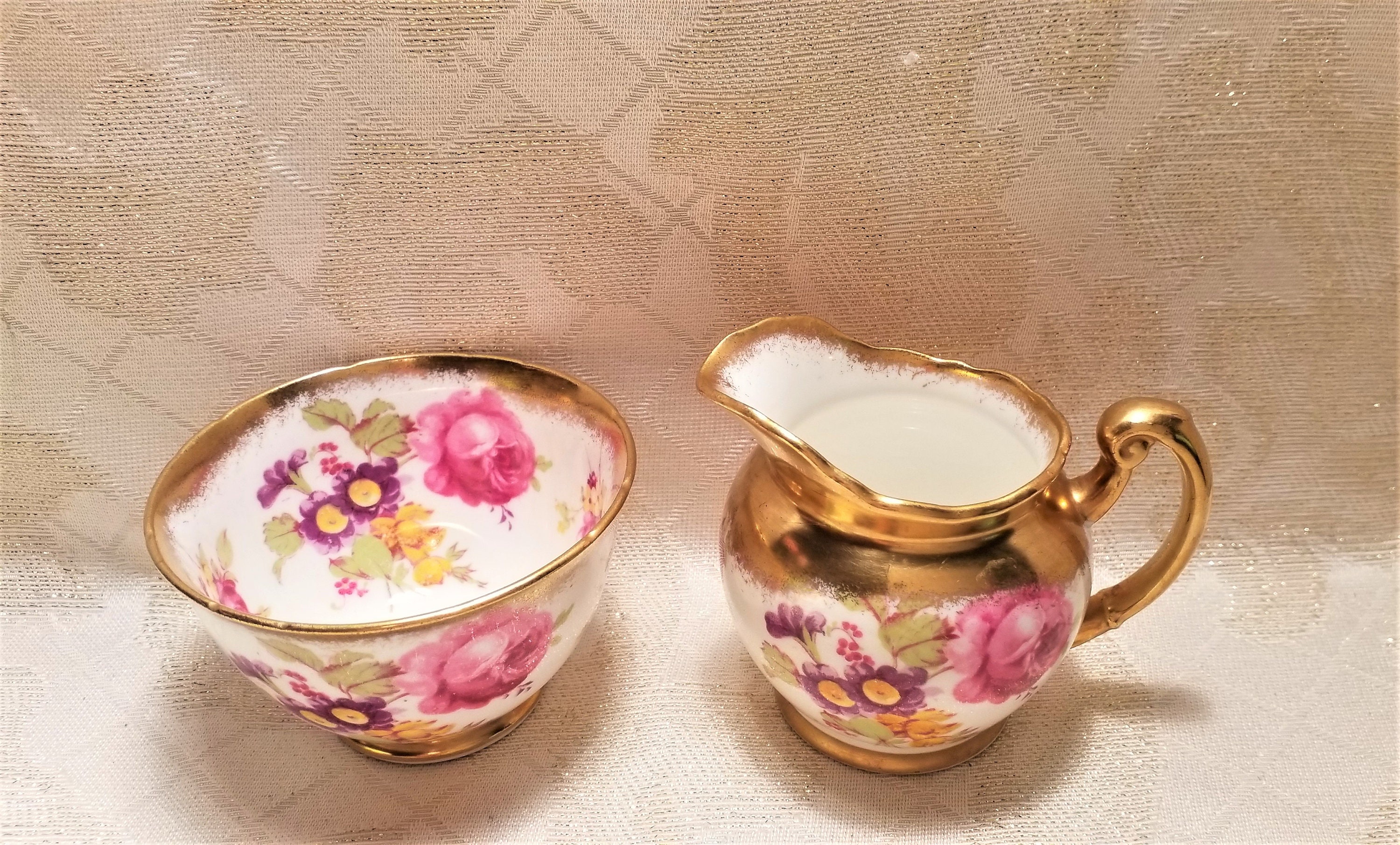 Foley Vintage Bone China Gorgeous Floral Creamer And Sugar Bowl Elegant ...