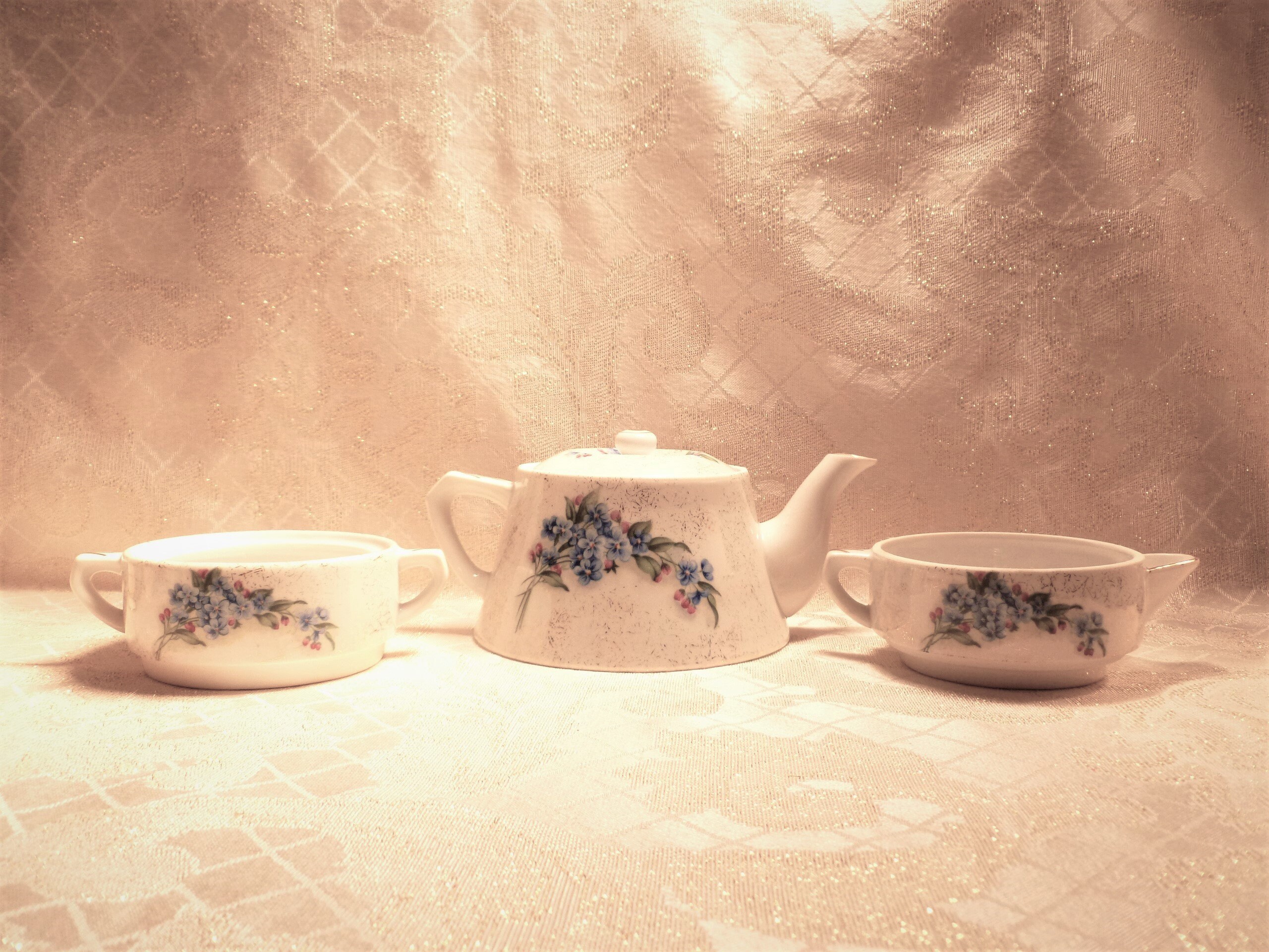 Teapot Stackable Trio Teapot Creamer Sugar Bowl With Lid Beautiful Blue ...