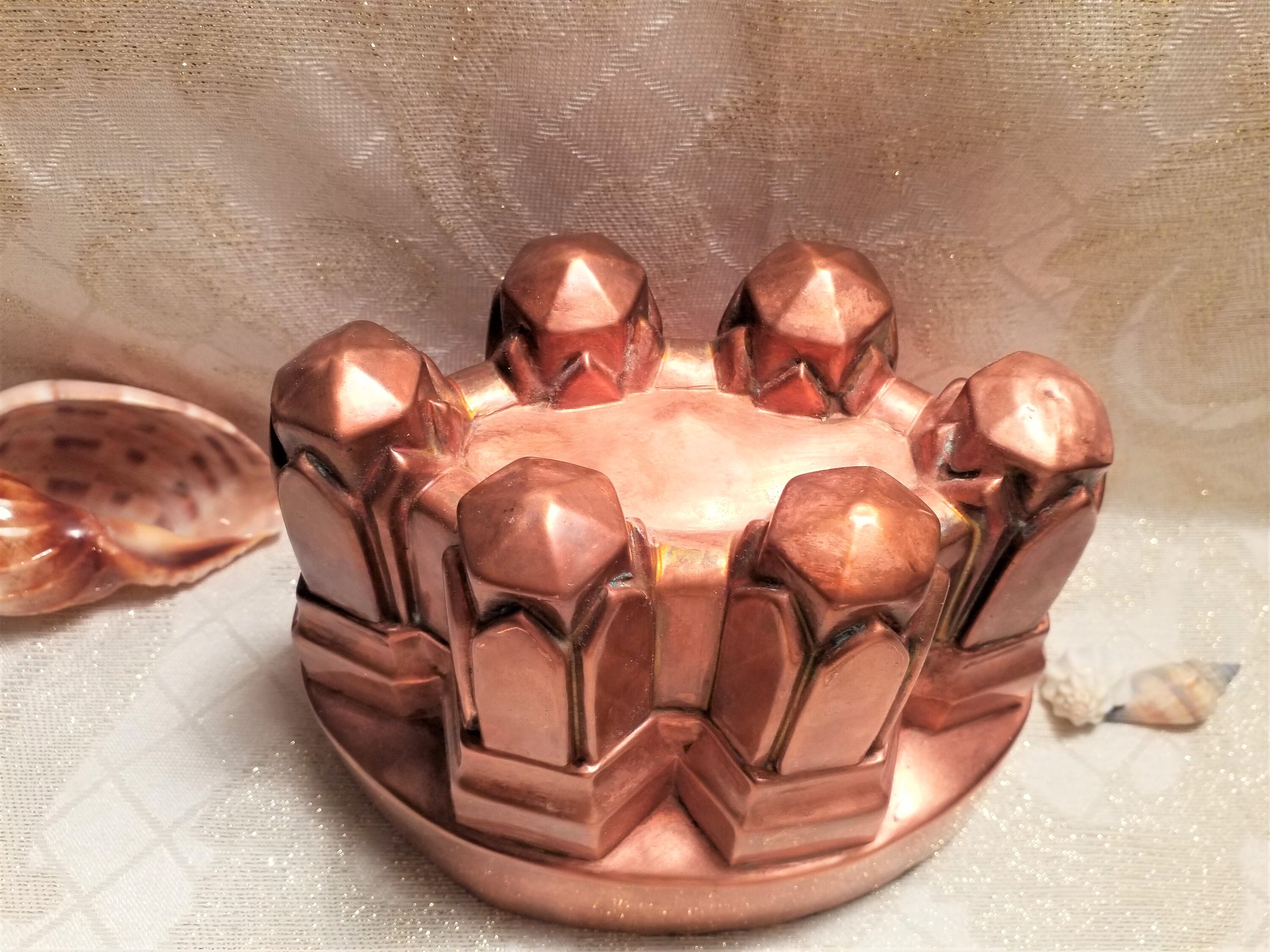 Antique Copper Mold Tin Lined Gothic Design Large Oval Shape Copper ...