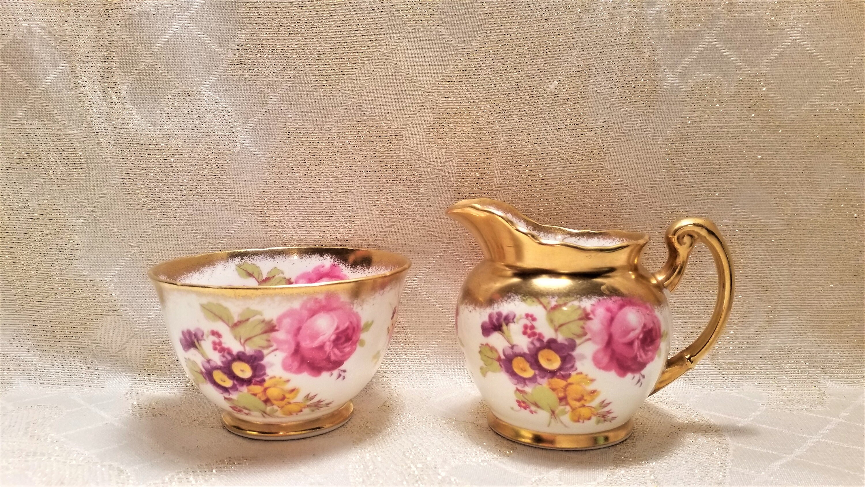 Foley Vintage Bone China Gorgeous Floral Creamer And Sugar Bowl Elegant ...