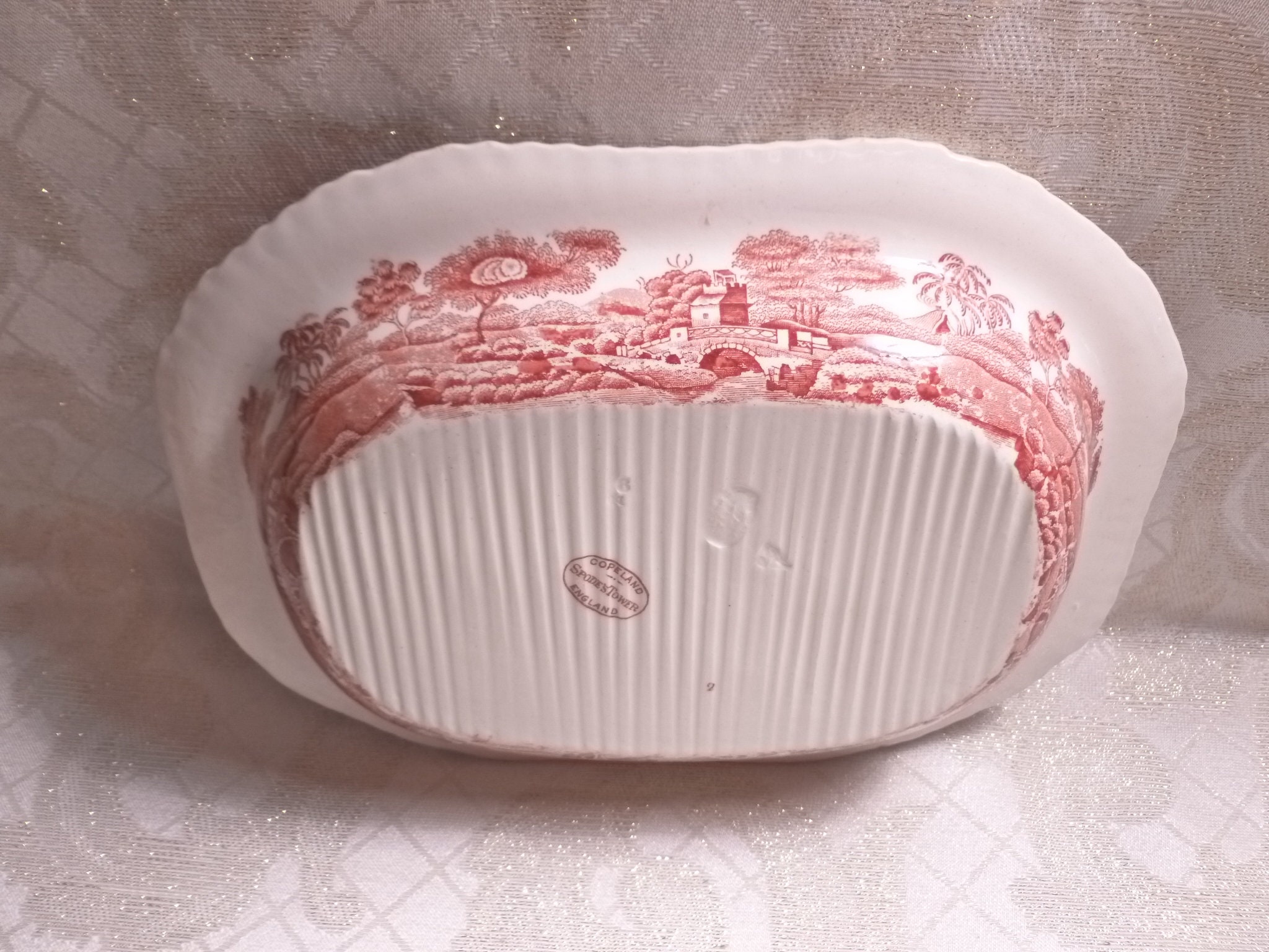 Spodes Tower Copeland Made In England Vintage 1940s Red Transferware ...