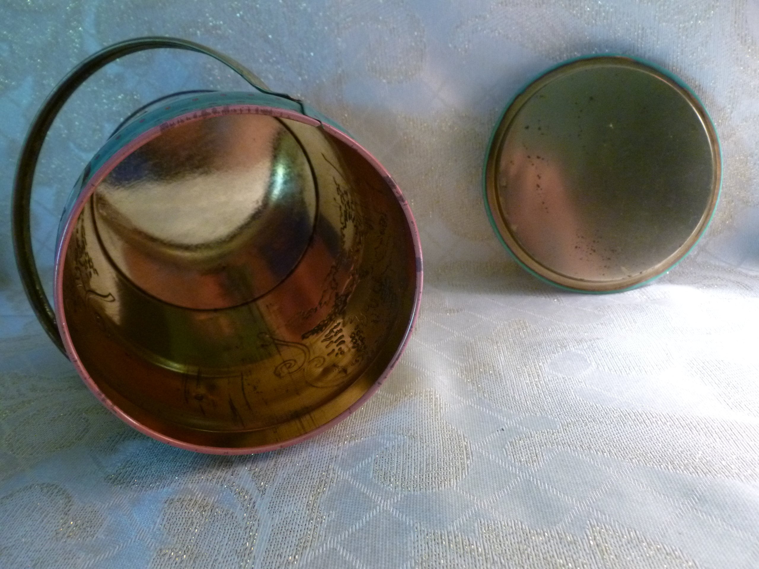 Antique English Tin With Lid And Handle Vintage Collectible Beautiful ...