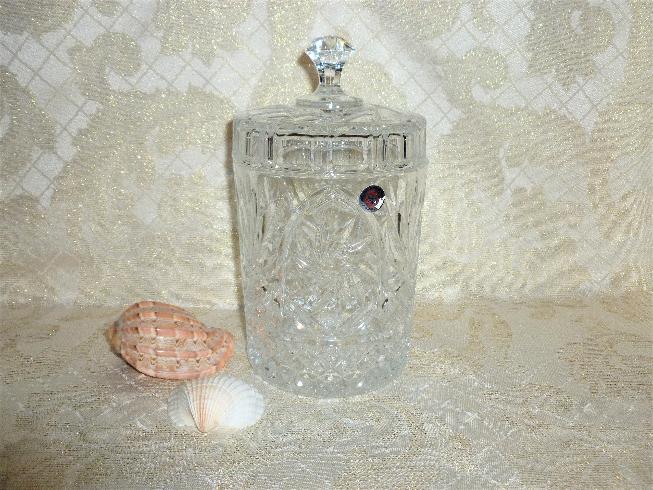 Vintage St George Crystal Made In Jeanette Pennsylvainia Biscuit Jar ...