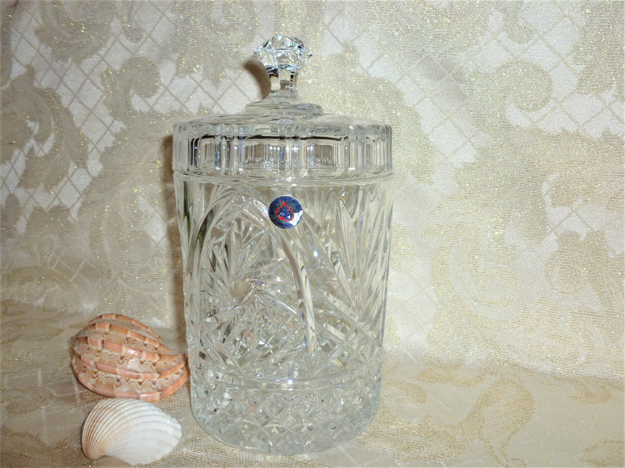 Vintage St George Crystal Made In Jeanette Pennsylvainia Biscuit Jar ...