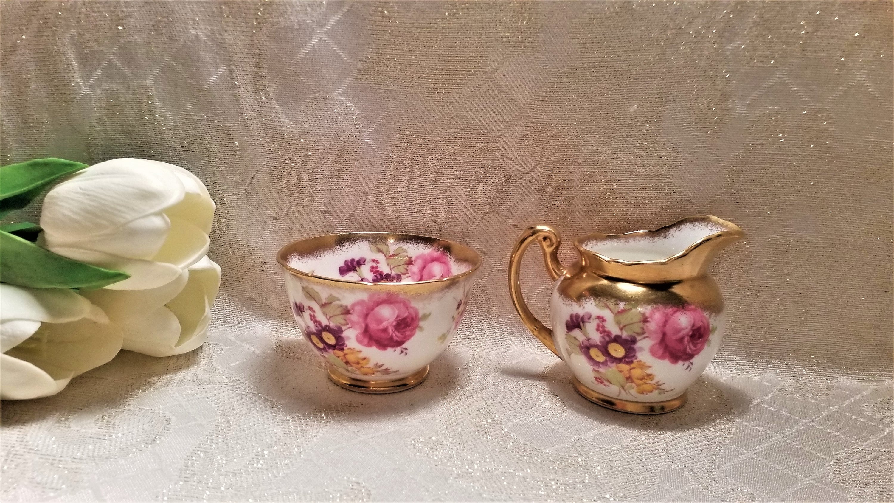 Foley Vintage Bone China Gorgeous Floral Creamer And Sugar Bowl Elegant ...