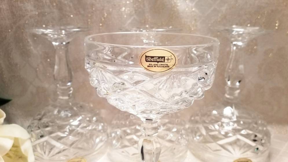 Sheffield Crystal Champagne Glasses Elegant Four Wedding Or Special ...