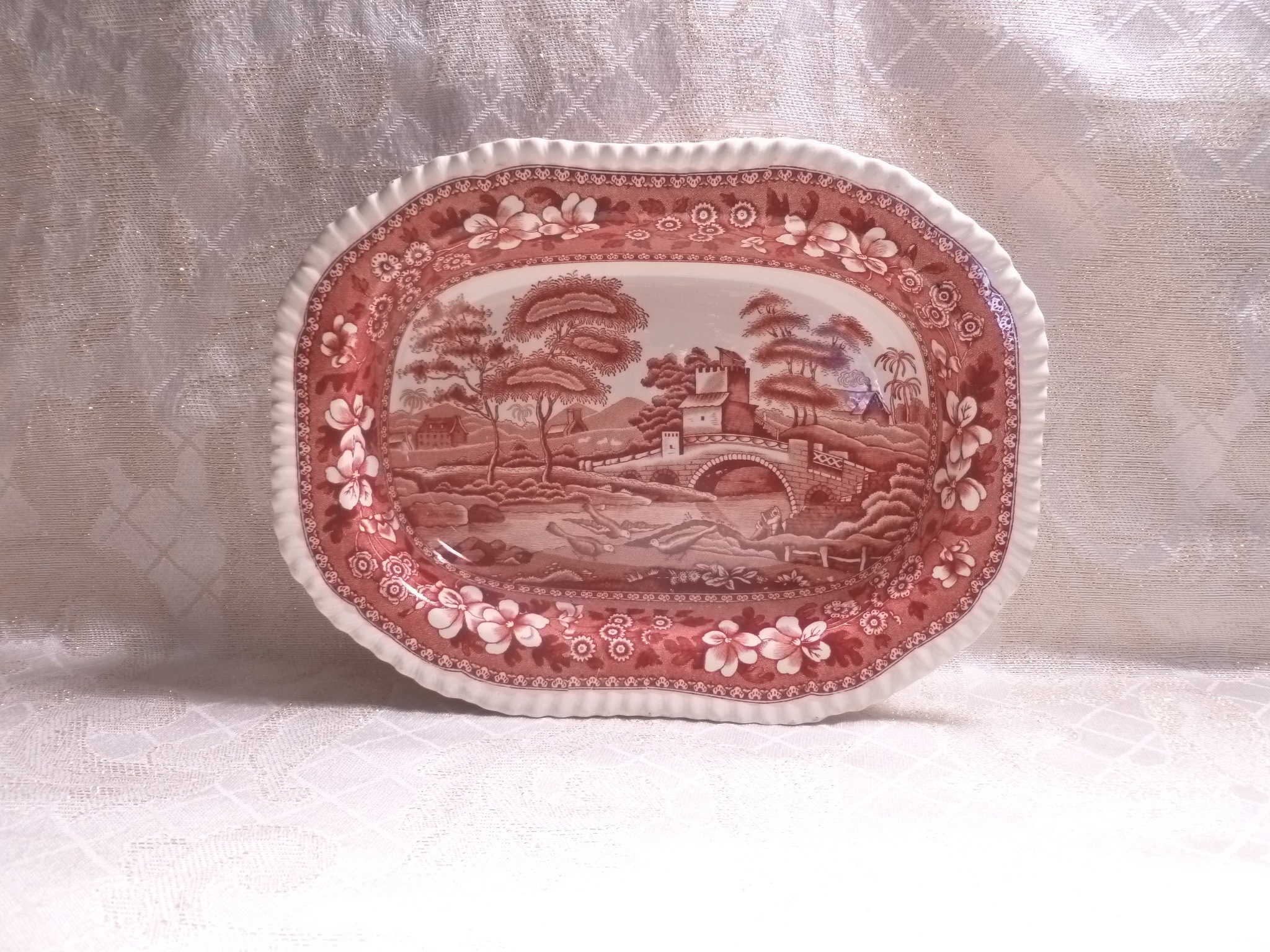 Spodes Tower Copeland Made In England Vintage 1940s Red Transferware ...