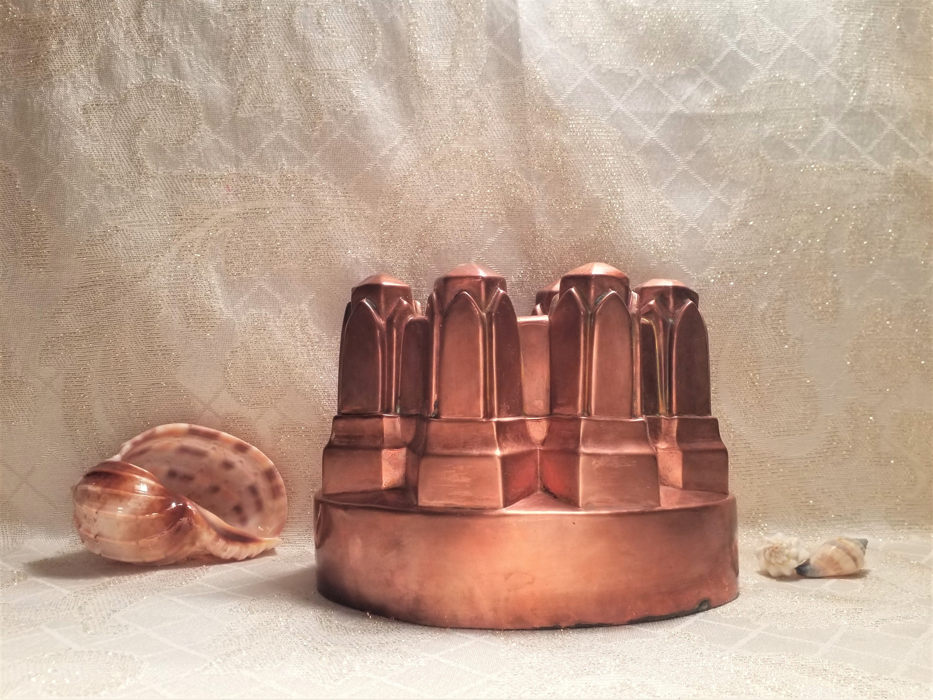 Antique Copper Mold Tin Lined Gothic Design Large Oval Shape Copper ...