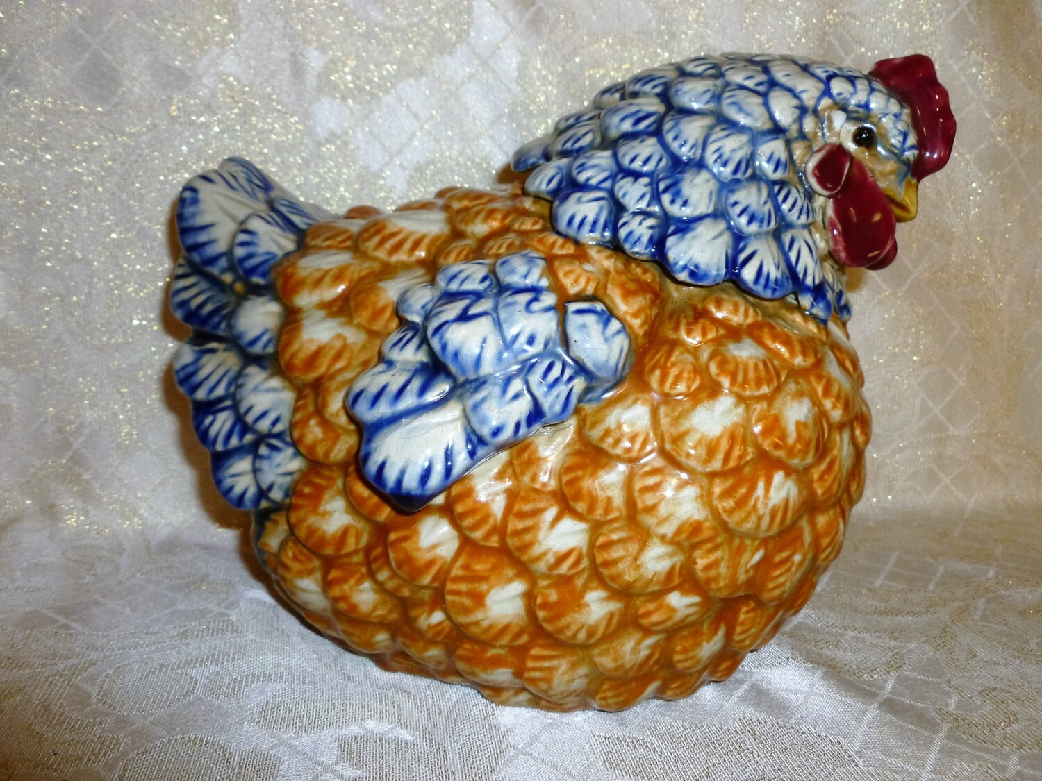 Hen Large Colorful Ceramic Hen Chicken Barnyard Fowl Statue With Character