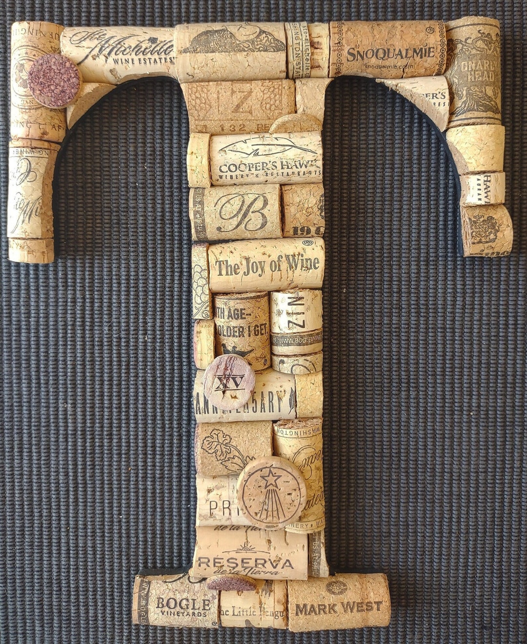 Letter "t", Custom 9.5" Handmade Wine Cork Letter for Wall, Bar or ...