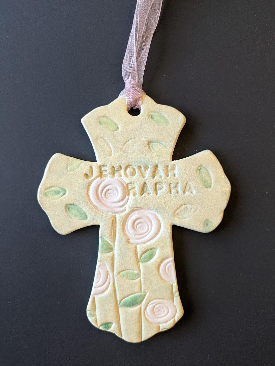 Jehovah Rapha Cross Handmade, Hand Painted, Ceramic, - Etsy
