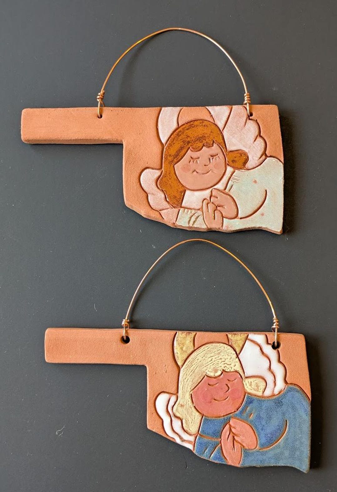 Two Oklahoma Shaped Angel Ornaments - Etsy