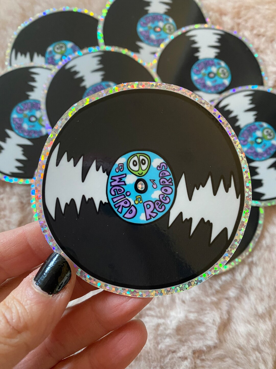 Weird Records Glitter Vinyl Sticker, Record Shop, Vinyls, Glitter ...