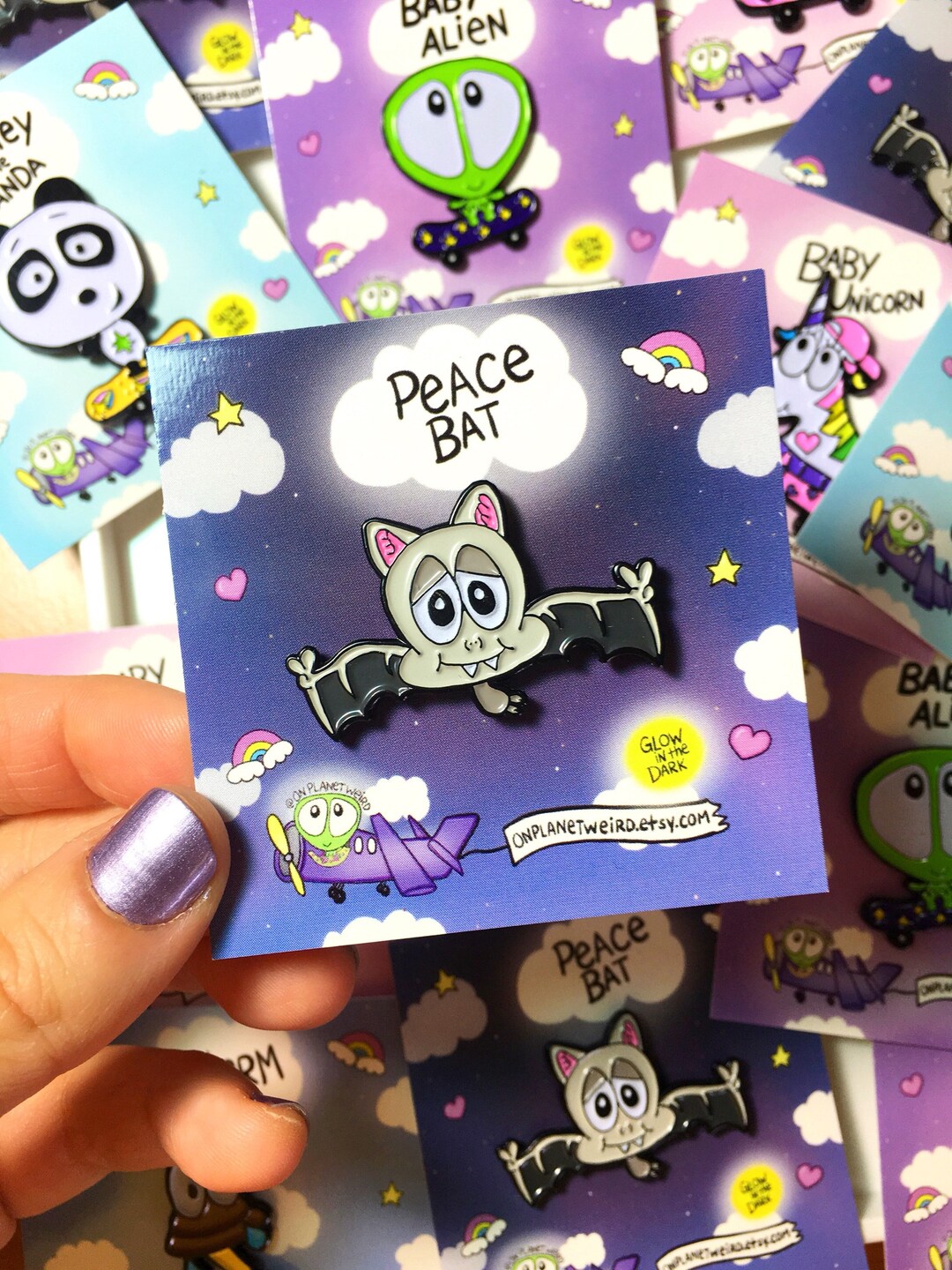 Peace Bat GLOW in THE DARK Enamel Pin, Soft Enamel, Cute Pin - Etsy