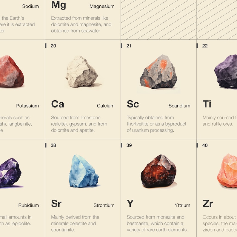 The Periodic Table Source - A Visual Guide to the Elements Natural Sources - Etsy