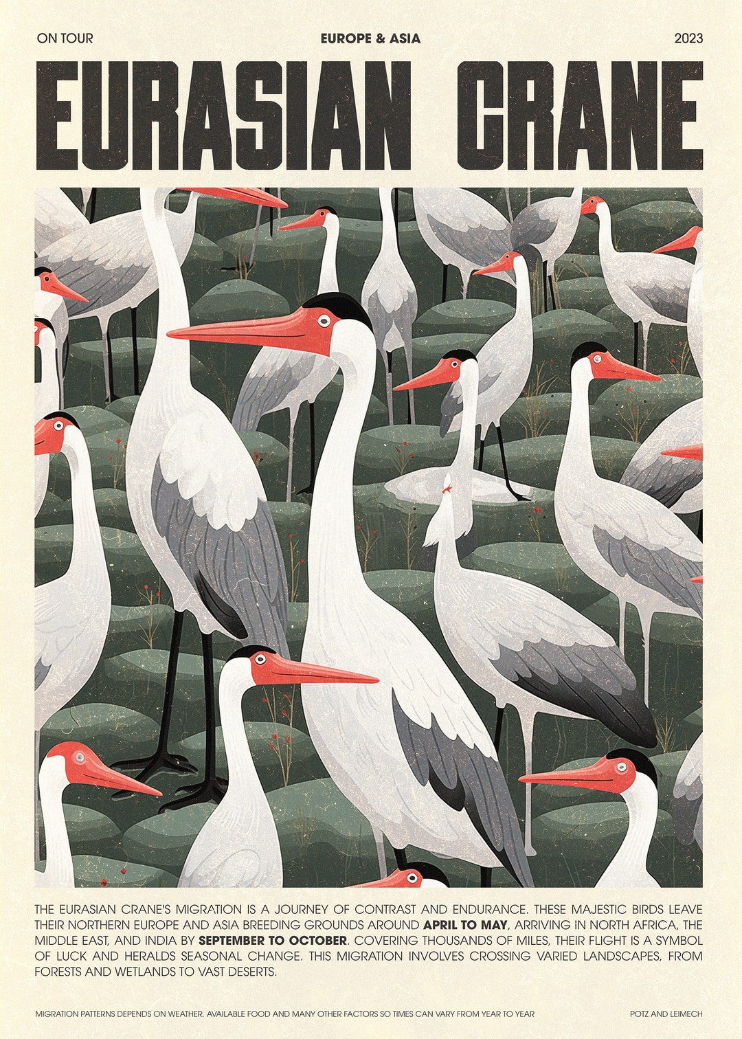 The Great Migrations: A World Tour. Crane Printable Animal Poster - Etsy