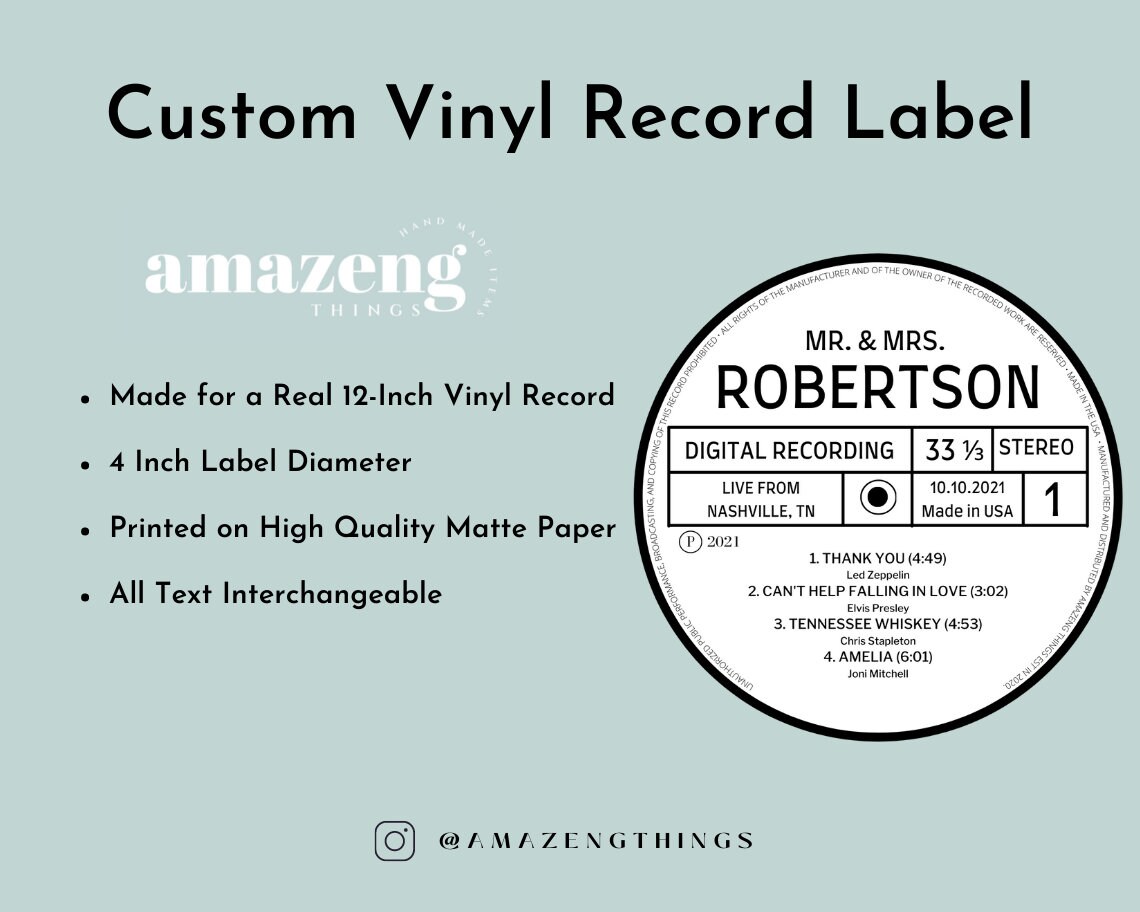 Custom Vinyl Record Label Record Center Label Custom Record - Etsy