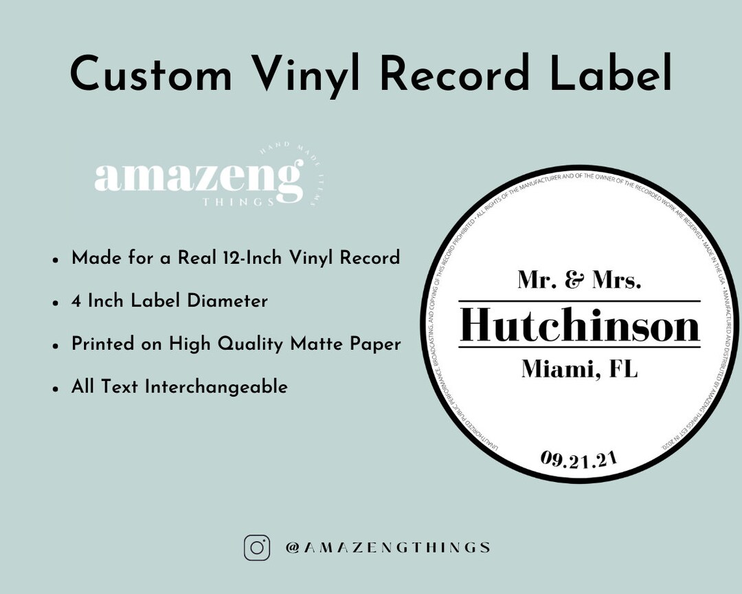 Custom Vinyl Record Label, Custom Record Label, Record Label Sticker ...