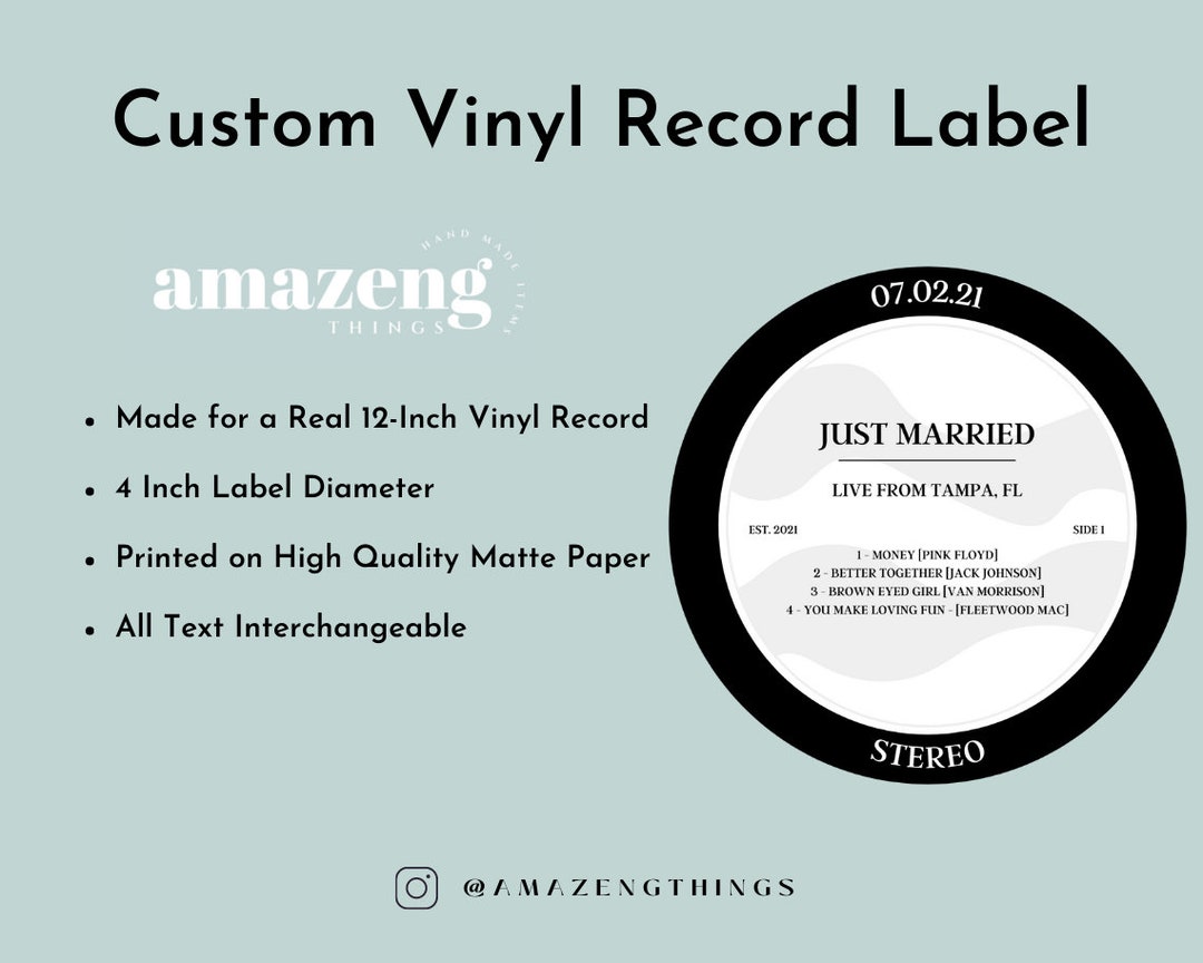 Custom Vinyl Record Label, Custom Record Label, Record Label Sticker ...