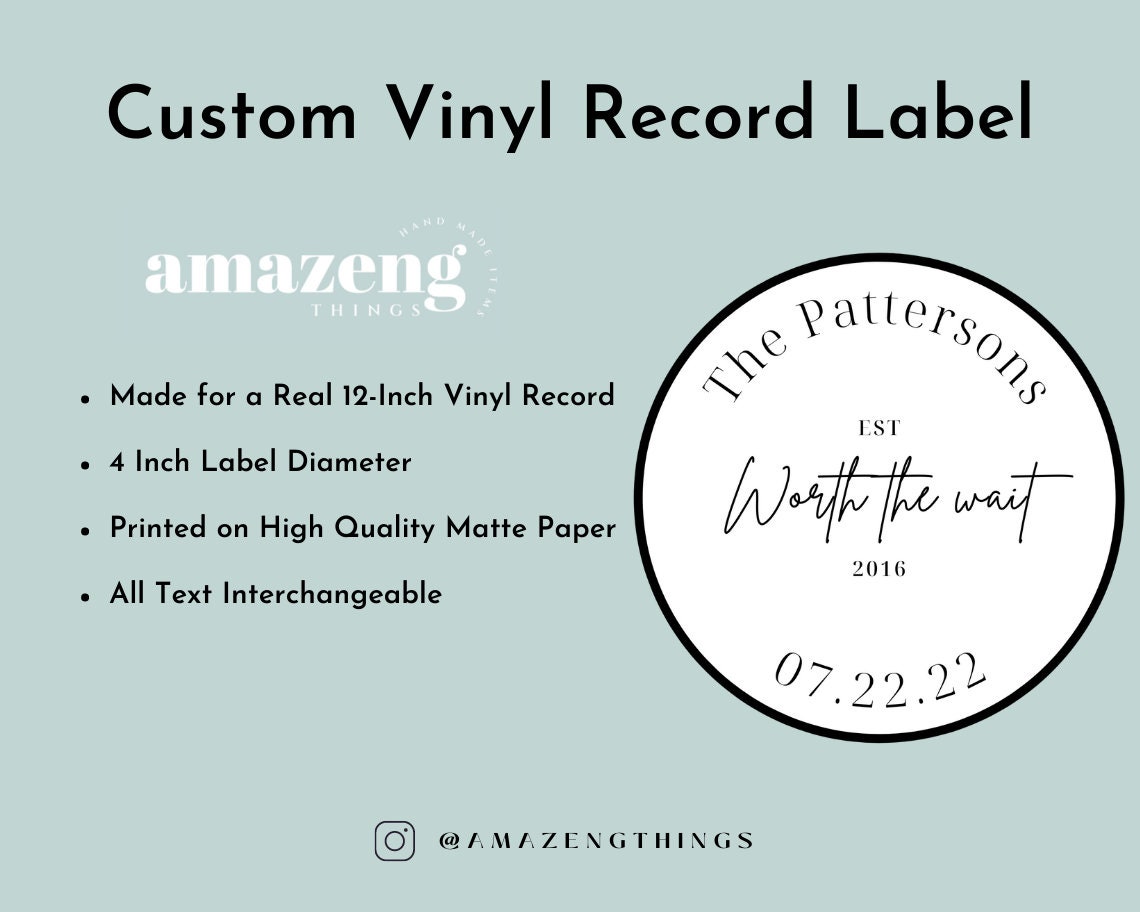 Custom Vinyl Record Label, Personalized Record Sticker, 4-inch - Etsy