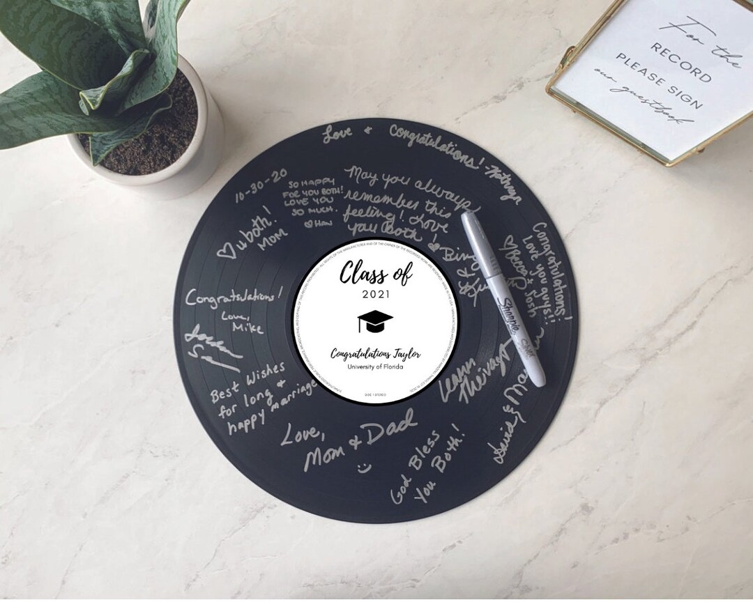 Personalized Vinyl Record Graduation Guestbook | Unique Keepsake - Etsy