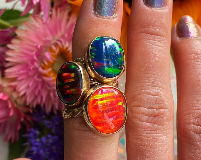 Aura Opal Magic Stackable Ring - Etsy