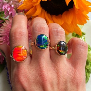 Aura Opal Magic Stackable Ring - Etsy