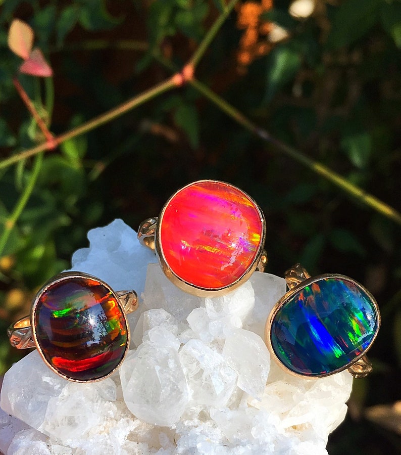 Aura Opal Magic Stackable Ring - Etsy