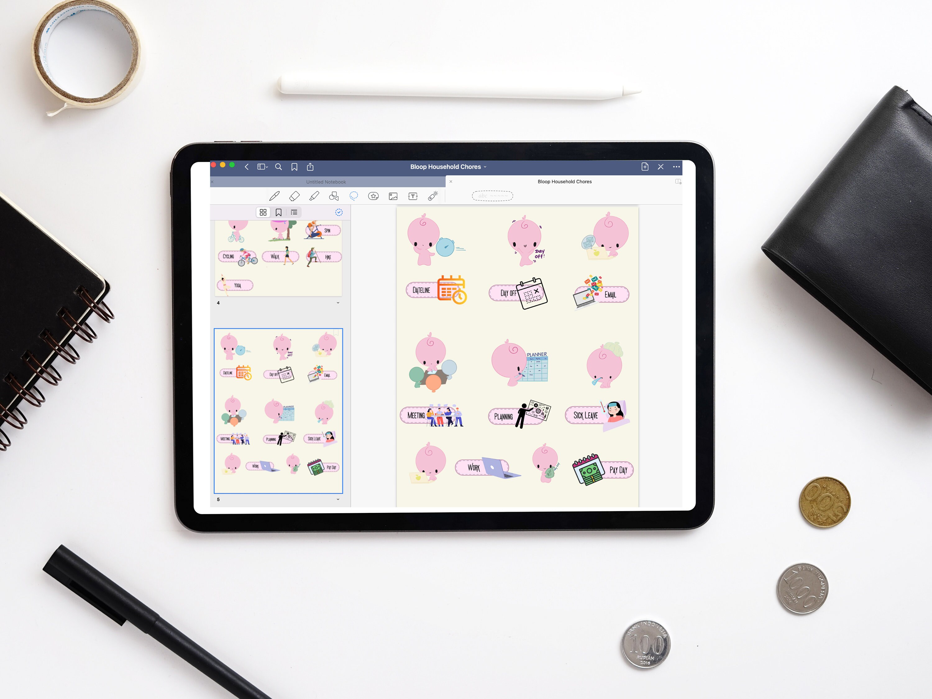 Cute Digital Goodnotes Stickers / Kawaii Goodnotes Stickers / Work ...