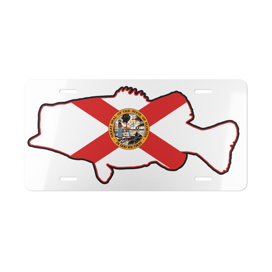 Largemouth Bass Florida Flag Fishing Fish Tag Vanity License Vanity ...