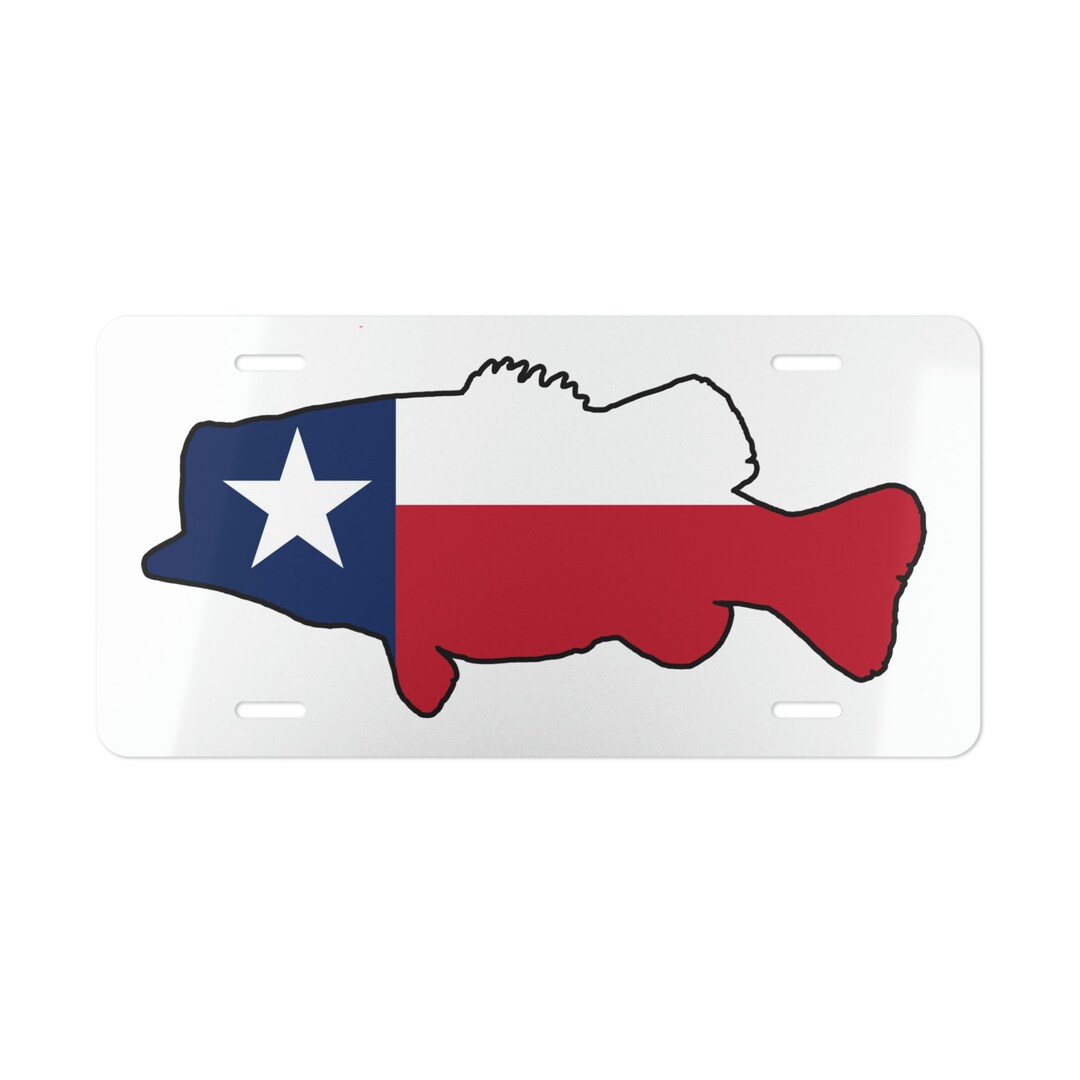 Largemouth Bass Texas Flag Fishing Fly Fish Truck Tag Vanity License ...